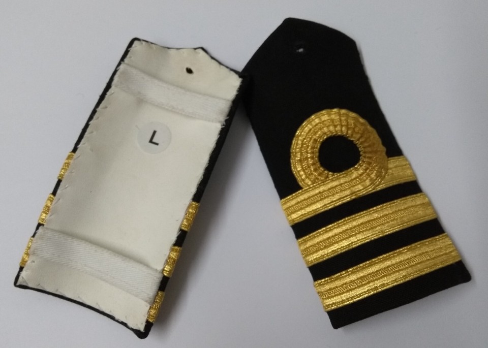 Naval Officers Commander Uniform Shoulder Boards Epaulette Black & Gold ...