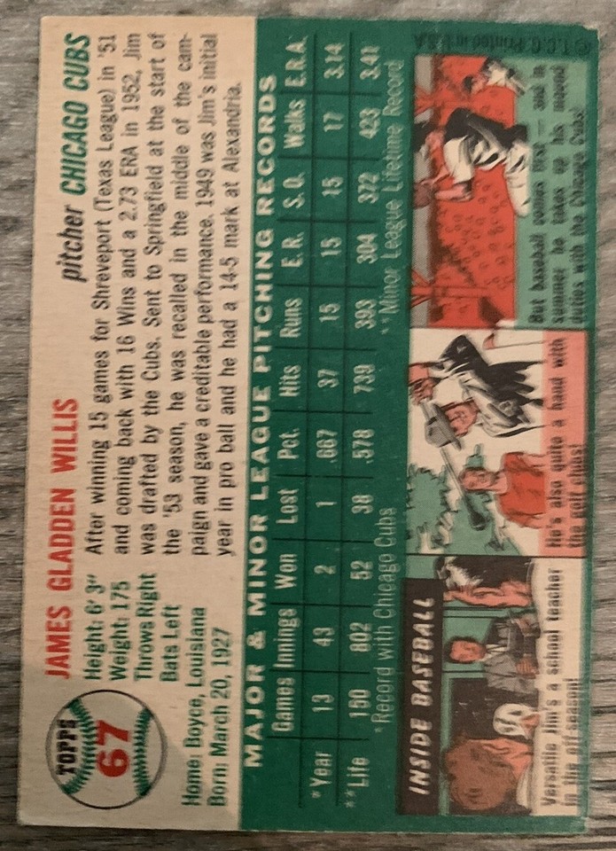 1954 Topps Jim Willis Signed Baseball Card | eBay