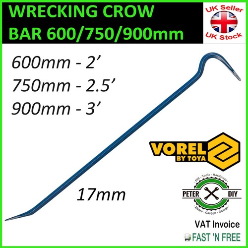 CROWBAR Pry Bar LONG Wrecking Crow Rod Steel Hex Large Nail Pull 600 ...