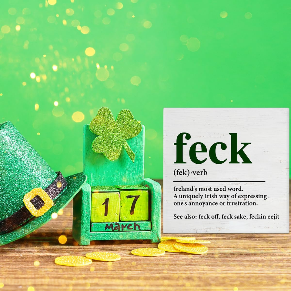 St. Patricks Day Decor Feck Definition Wooden Sign St. Patricks Day ...