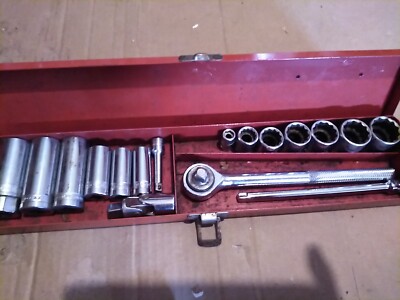 Vintage Sears Companion #3303 17 PC 3/8" DRIVE 12pt Deep Well & 6pt ...