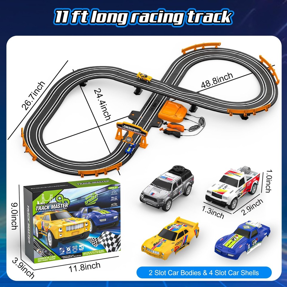 High-Speed Slot Car Race Track Set with Dual Racing and Lap Counter for ...