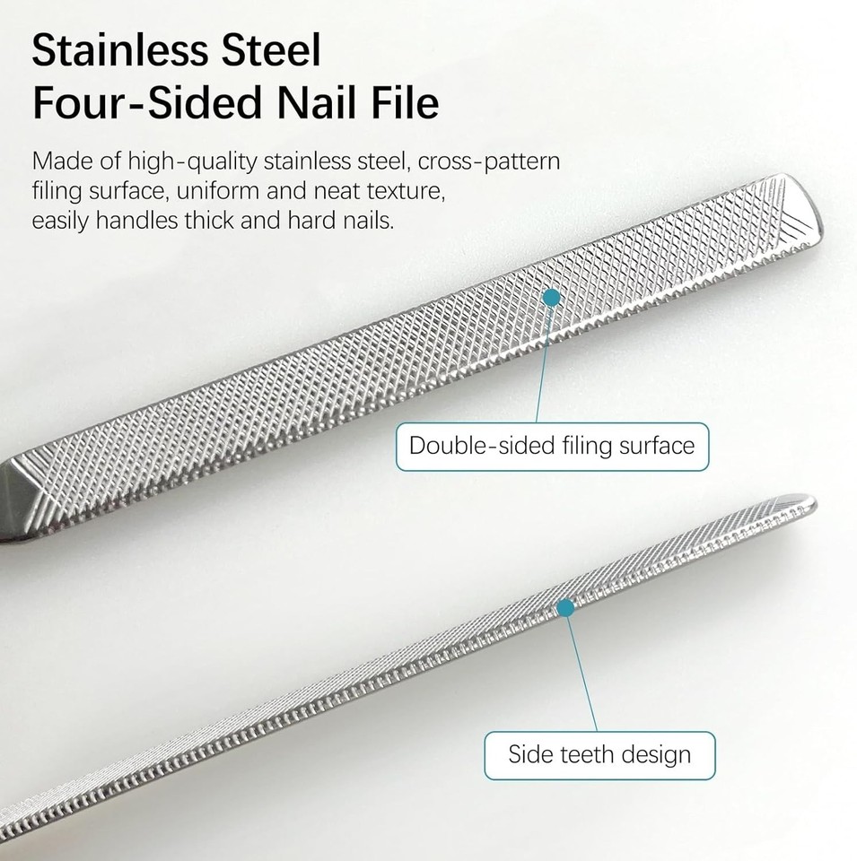 2-Pack Stainless Steel Toe Nail Files, 4-Sided Design for Thick Nails ...