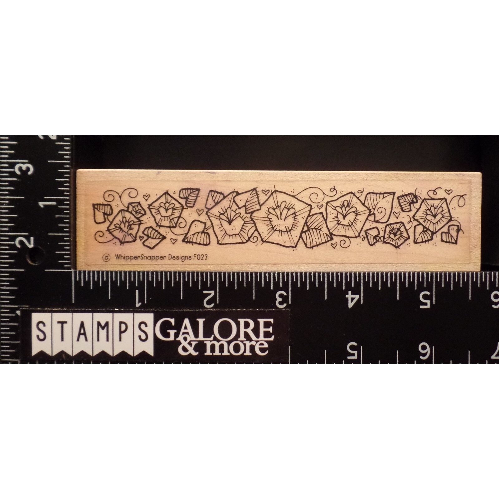 Whipper Snapper RUBBER STAMPS F023 GARDEN FLOWERS LEAVES BORDER SWIRLS ...