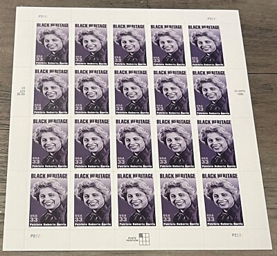 BLACK HERITAGE, PATRICIA R HARRIS 20 Stamp 33c Self Adhesive Souvenir ...
