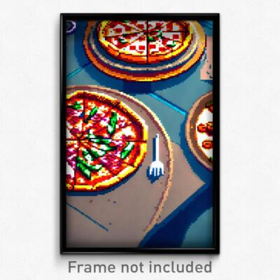 Pixel Art Poster - Complex Pizza (8 Bit Psychedelic Trippy Video Game ...