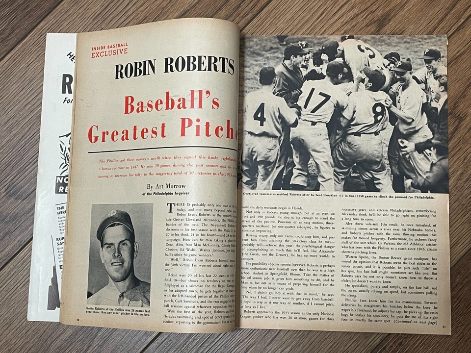 Inside Baseball Magazine March 1953 Enos Slaughter & Robin Roberts on ...