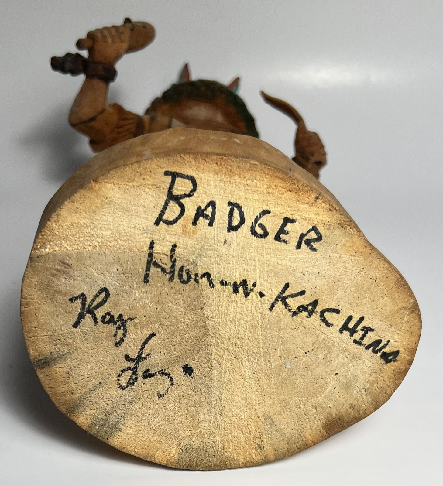 AMAZING Native Hopi Kachina Honan Badger Wood Carve Doll Statue Figure ...