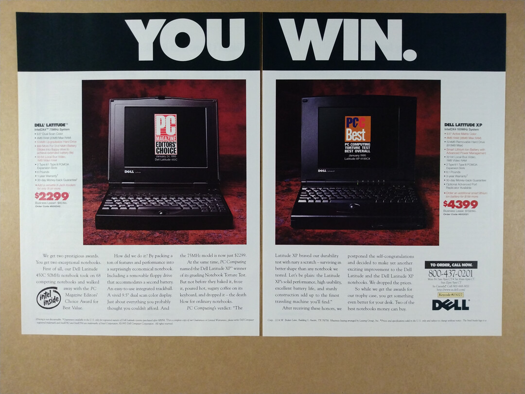 1995 Dell Latitude & XP Notebook Computers vintage print Ad | eBay