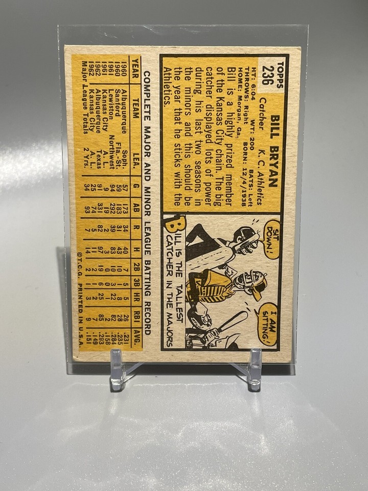 1963 Topps #236 Billy Bryan | eBay