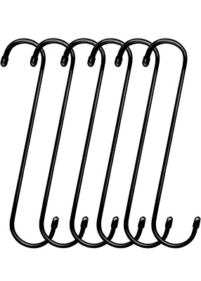 3 Packs of 6 - 12 inch Extra Large S Hooks Black Heavy Duty Long S ...