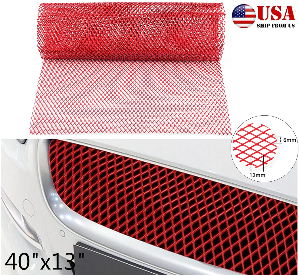 Car Grille Mesh Body Insert Bumper Universal Front Grill Mesh Sheet Red ...