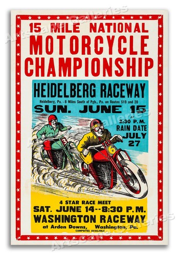1950s Motorcycle Championship Racing Poster - 24x36 | eBay