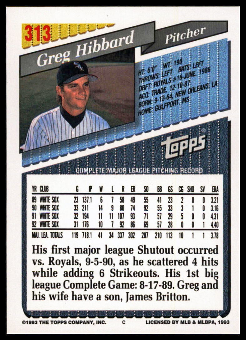 1993 Topps - Gold #313 Greg Hibbard for sale online | eBay