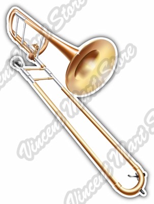 Trombone Brass Musical Instrument Music Car Bumper Vinyl Sticker Decal ...