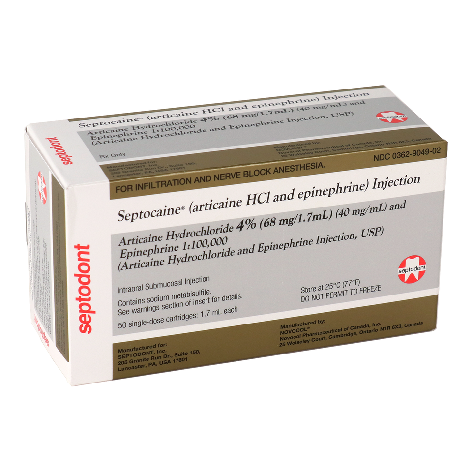 Septocaine® Articaine HCl 4% with Epinephrine 1:100,000/1:200,000 50 ...