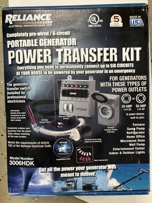 Reliance Controls 3006HDK 6-circuit Generator Power Transfer Switch Kit ...