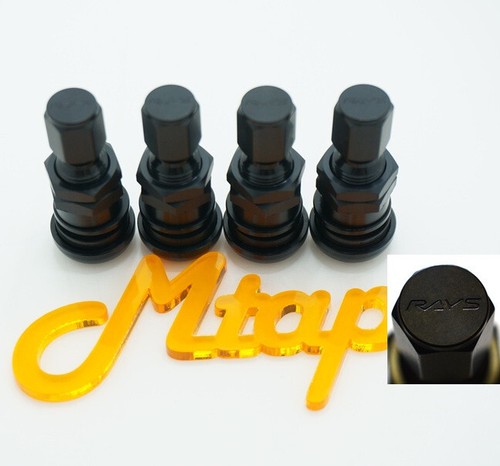 4x Volk Rays Genuine Black No.49 Forged Aluminum Valve Stem Caps Wheel ...