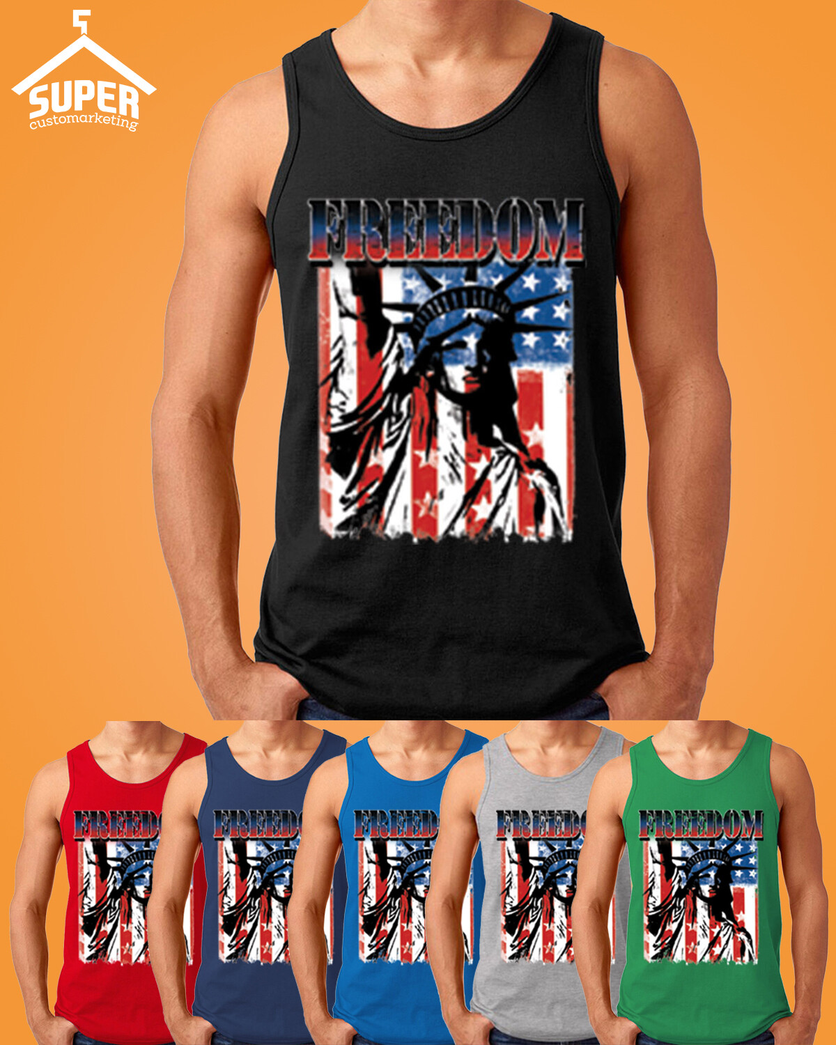 Freedom The Statue of Liberty Tank Top Patriotic Tattered Vintage USA ...