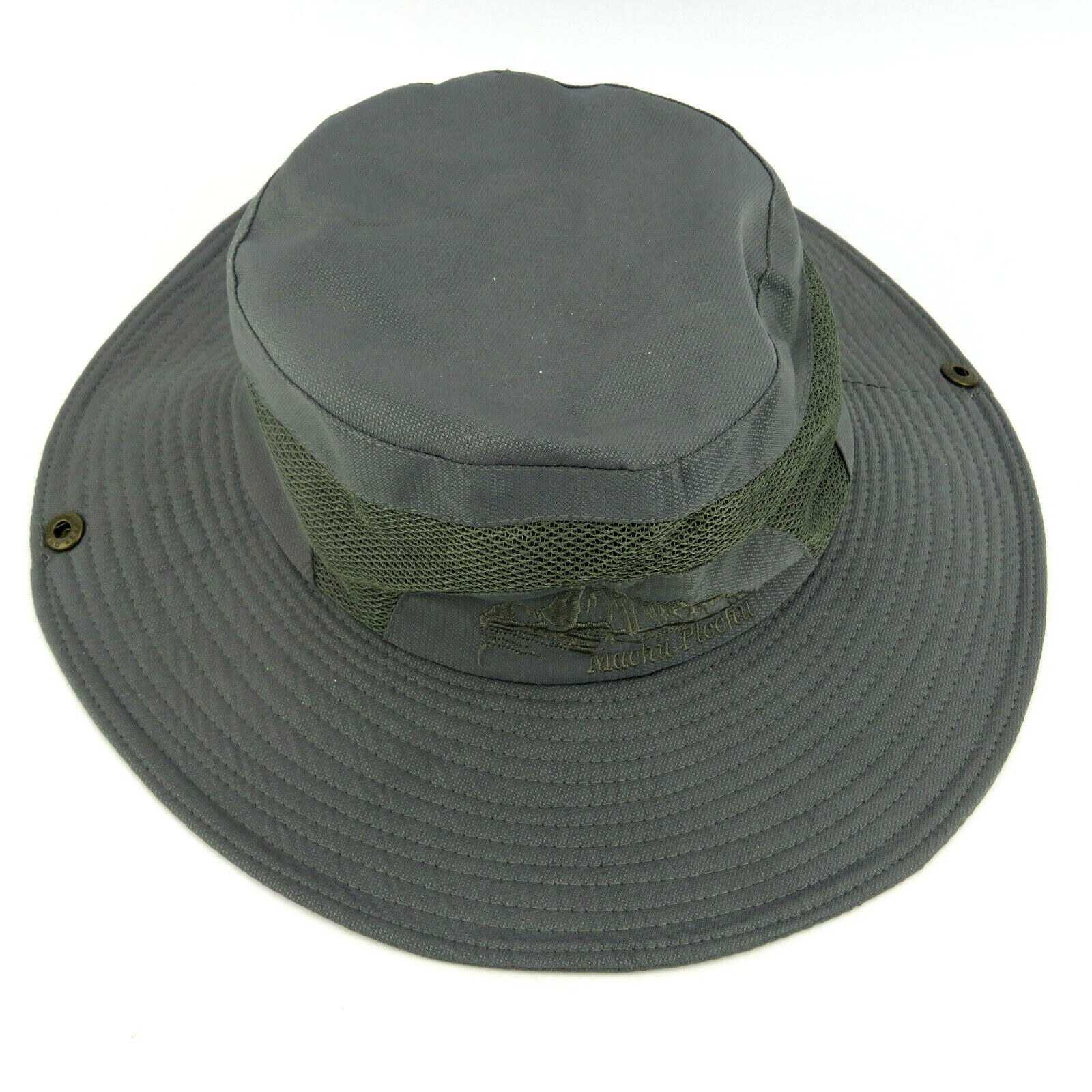 Machu Picchu Sun Hat, Green w/Mesh, Chin Strap, 14" x 13", from Cuzco ...