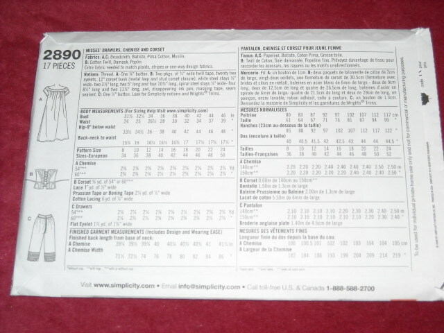 🌺 SIMPLICITY #2890 - LADIES GONE WITH THE WIND CORSET - CHEMISE PATTERN ...