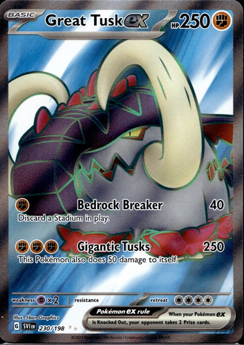 Great Tusk ex 230/198 Full Art Scarlet & Violet Base Pokémon Card NM/LP ...