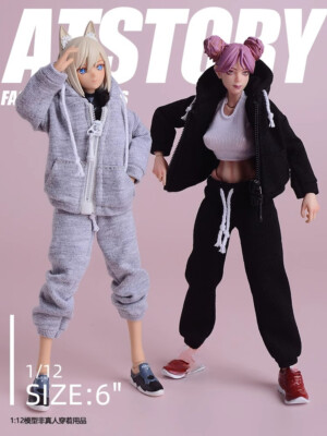 1/12 Scale Female Zip-up Hoodie Sweatshirt Model Fit 6'' Figma Action ...