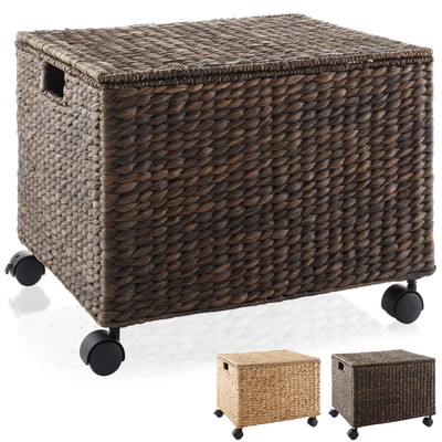 Rolling Filing Cabinet Cart, Hyacinth Wicker File Storage Box Office ...