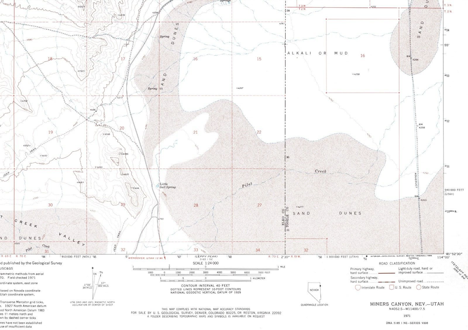 Miners Canyon, Nevada-Utah 1971 Vintage USGS Topo Map 7.5 Quadrangle ...