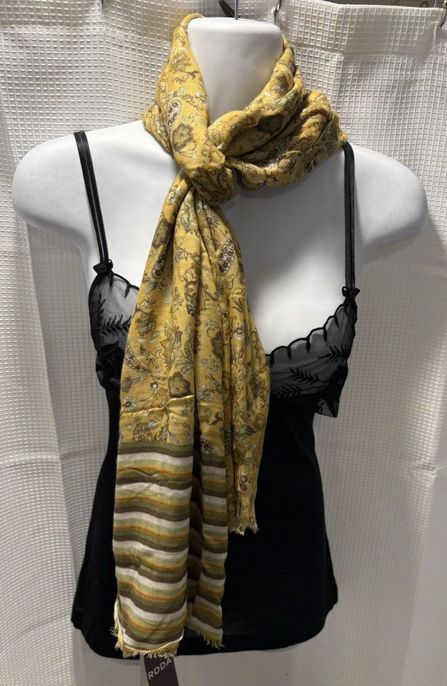 RODA Scarf Paisley Stripe Italy Silk Blend Old Money Luxury Forest ...