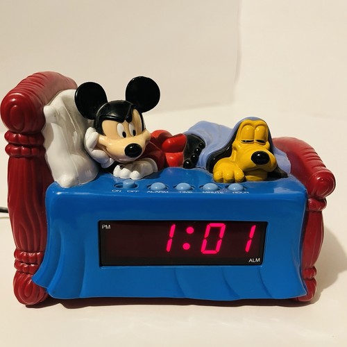 Vintage 90s Disney Digital Alarm Clock Mickey Mouse Pluto Westclox ...