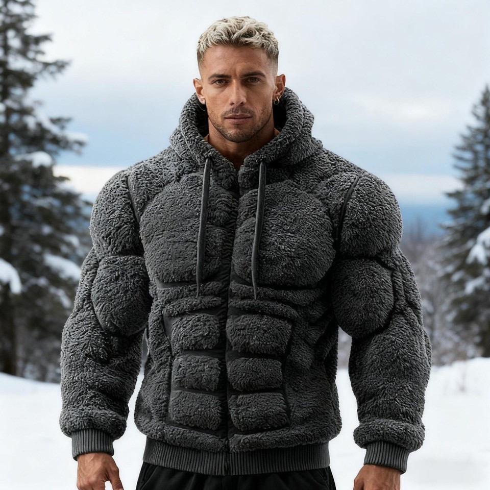 Flannel Muscle Hoodie Dress Up Costume Warm Zip Up Hoodie for Men | eBay