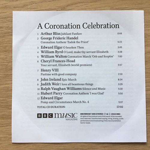 A Coronation Celebration CD Elgar Byrd Handel Parry Henry VIII BBC ...