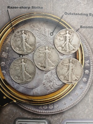 SILVER 90% 5- Random coins WALKING LIBERTY HALF DOLLAR TP-5697 | eBay