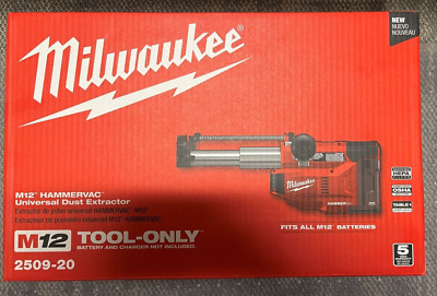 NIB! Milwaukee M12 HAMMERVAC Universal Dust Extractor (Tool Only) 2509 ...