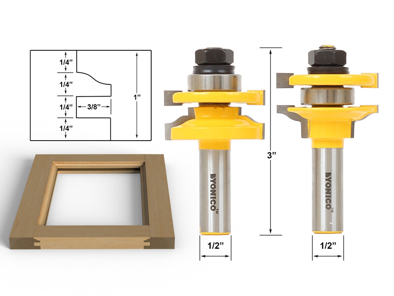Ogee 2 Bit Rail and Stile Router Bit Set - 1/2" Shank - Yonico 12243 | eBay