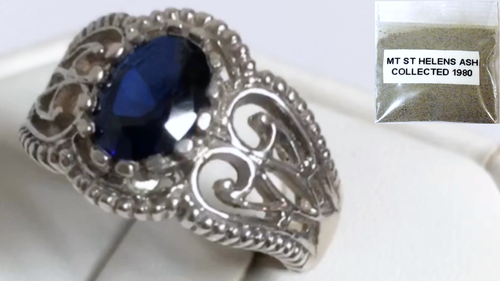 Blue Helenite Size 6.75 Ring 925 Sterling Silver + 1980 Volcanic Ash ...