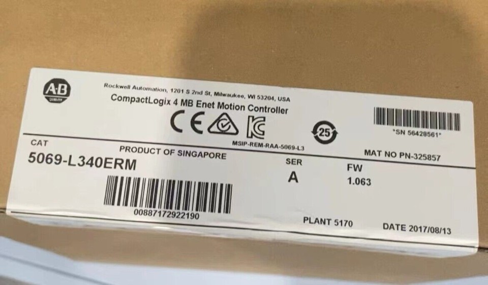 New 5069-L340ERM CompactLogix 5380 4MB Enet Controller Fast Ship 1PC US ...