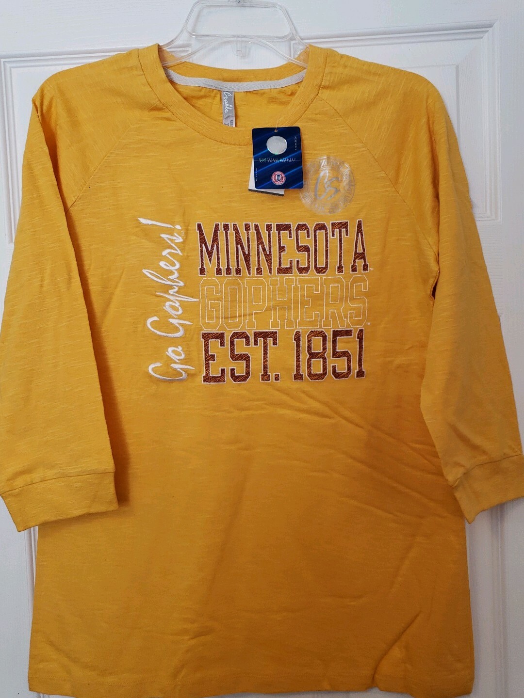 University Of Minnesota Gophers Women's Yellow 3/4 sleeve shirt SIZE XL ...