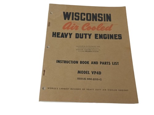 WISCONSIN Air Cooled HEAVY DUTY ENGINES Instruction Manual Book Parts ...