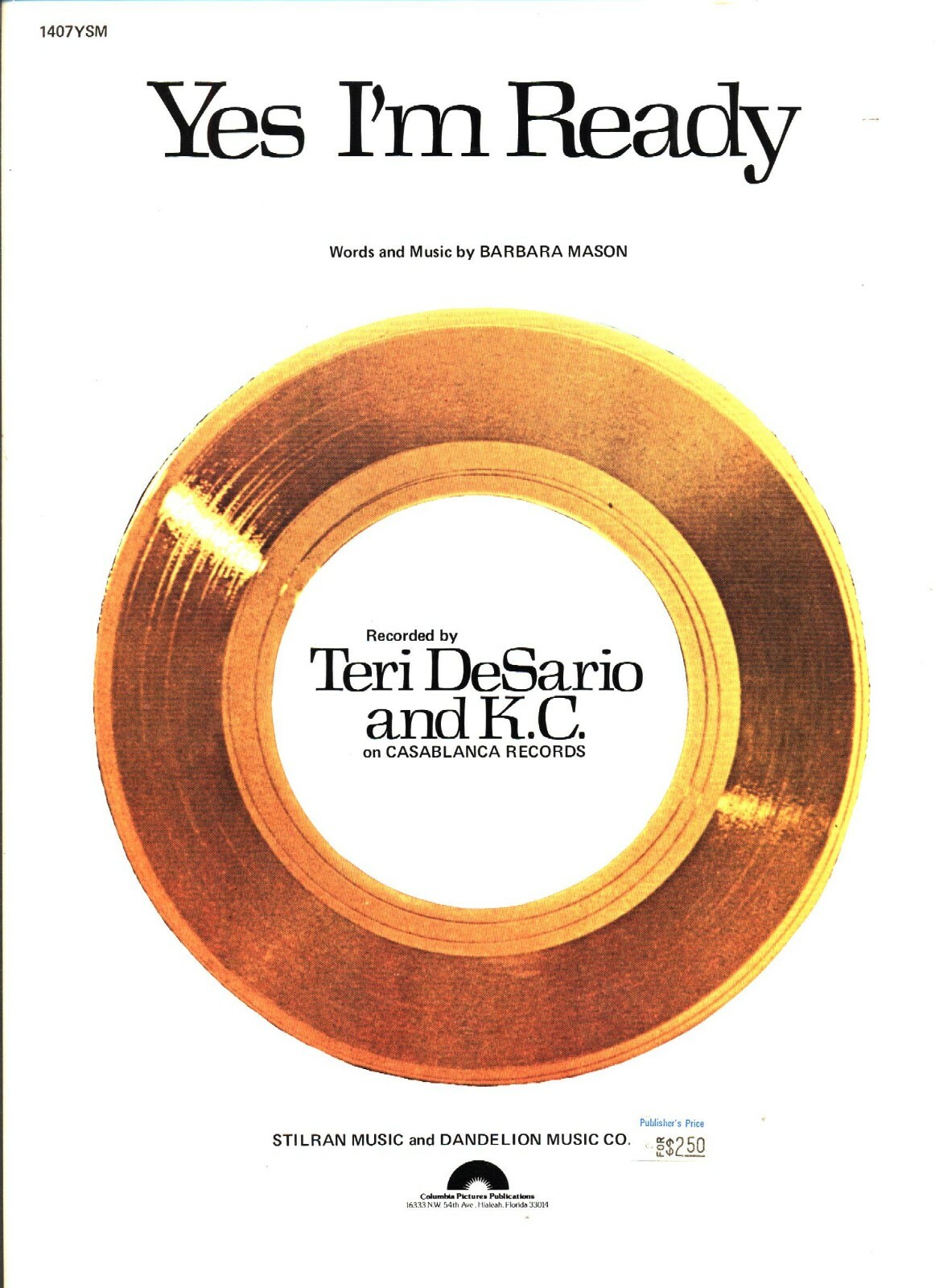 TERI DeSARIO AND K.C. YES I'M READY SHEET MUSIC-PIANO/V/GUITAR/CHORDS ...