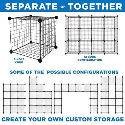 Work-It! Wire Storage Cubes, 12-Cube Metal Grid Organizer | Modular ...