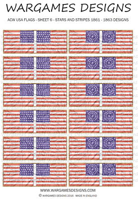 10mm Flags - ACW USA - Sheet 6 - Black Powder | eBay