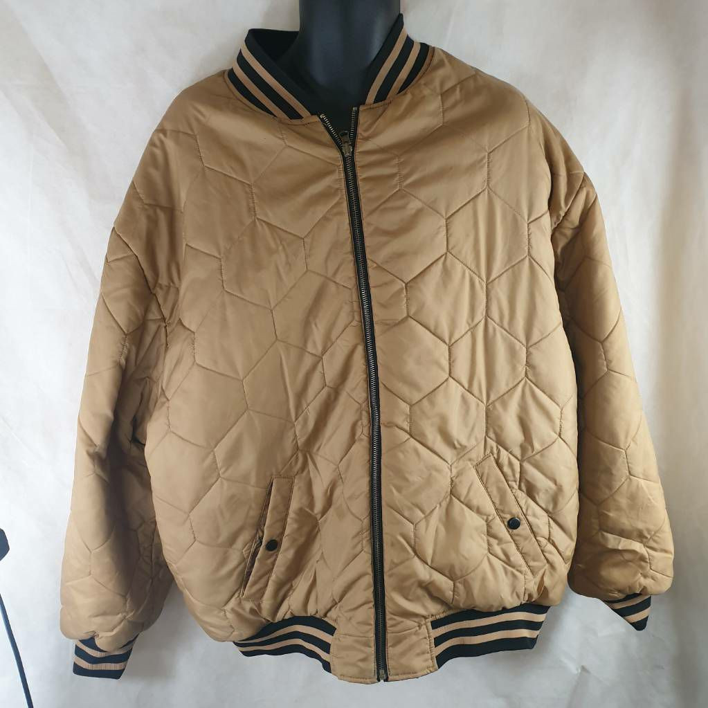Foot Locker Mens Quilted Jacket Black Tan Reversible … - Gem