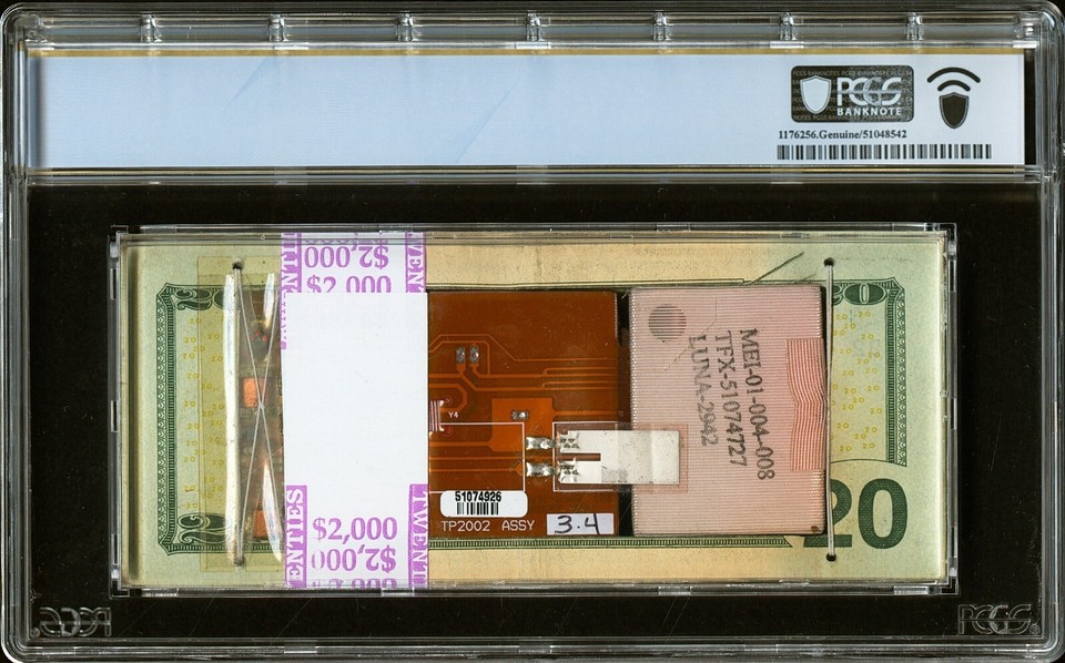 Disarmed $20 Dye Pack of 100 Notes PCGS Encapsulated Exploding Bank ...