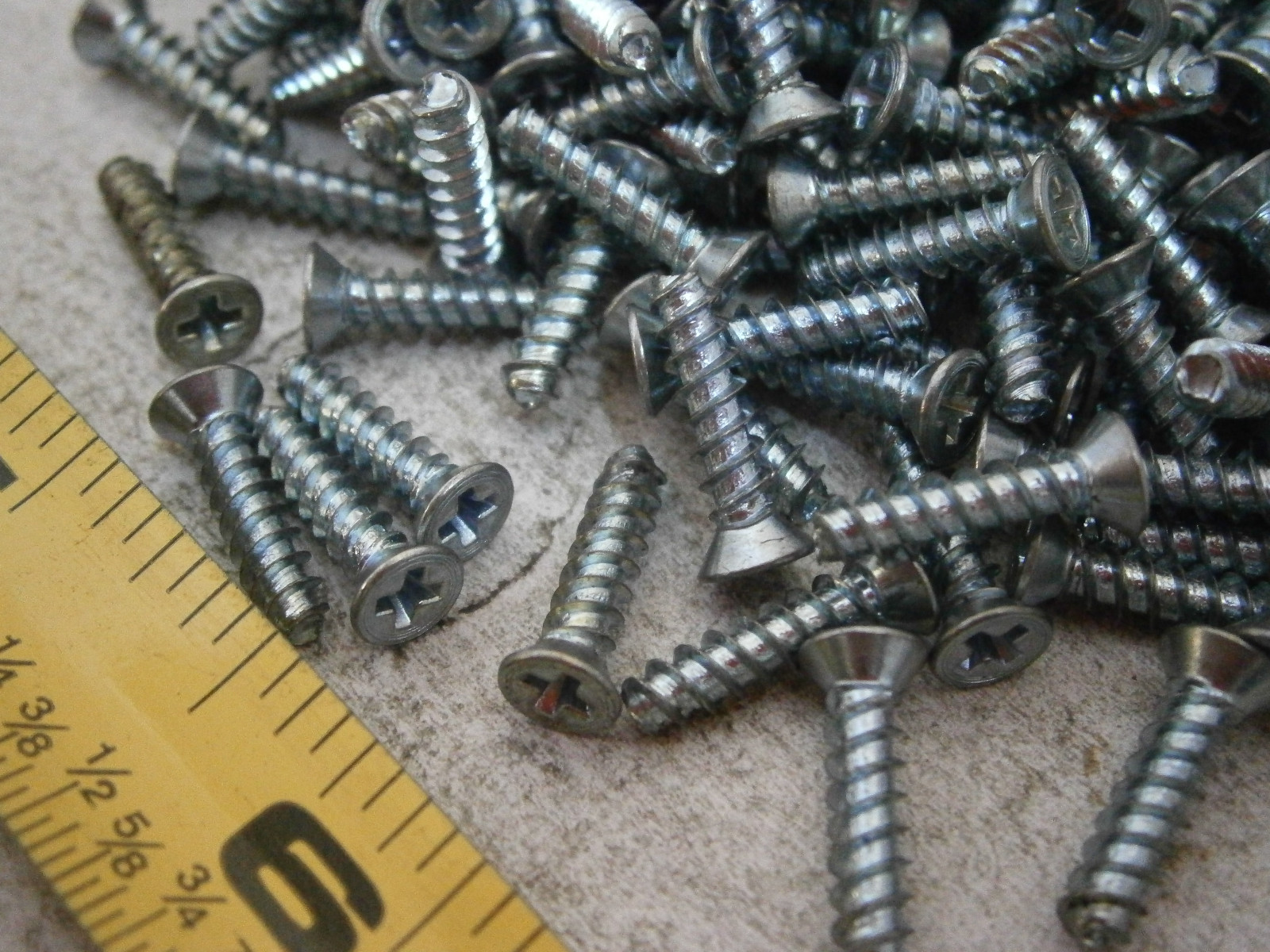 Plastite Screws #4 x 1/2" Long Phillips Flat Head Steel Zinc Lot of 100 ...