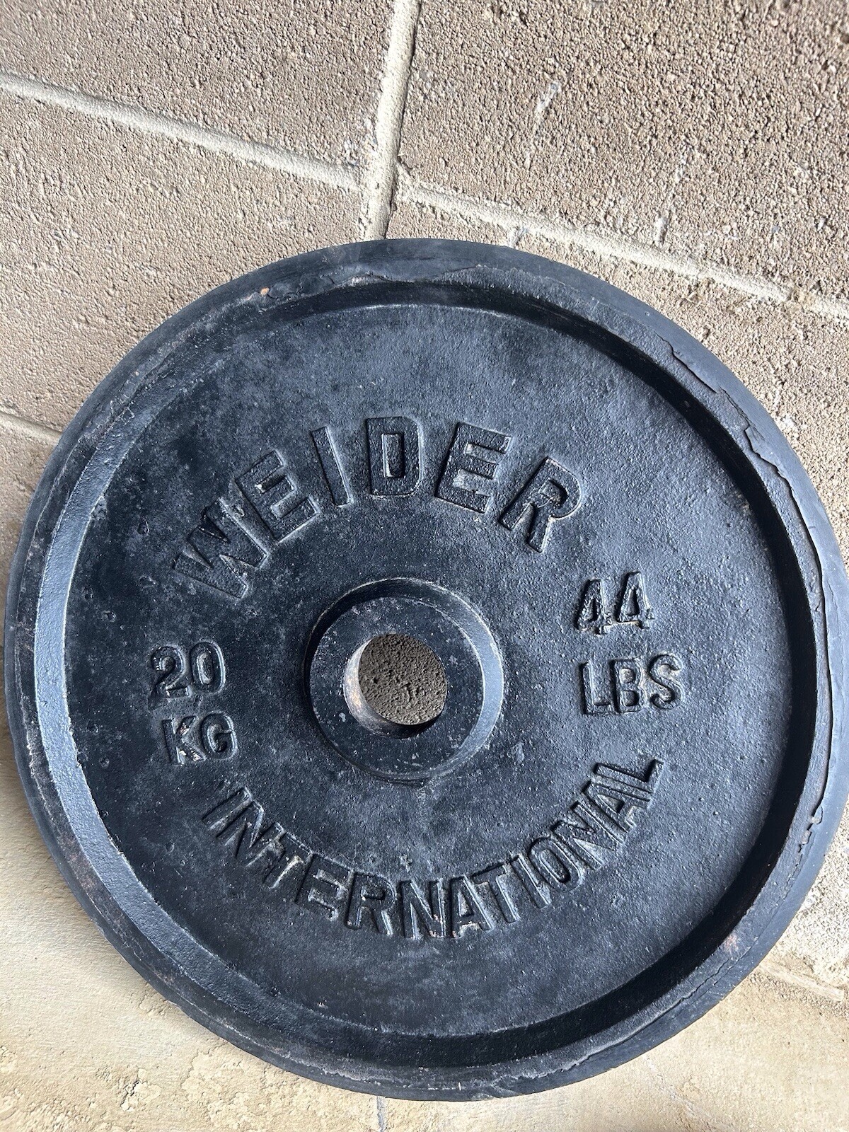 1 Vintage Weider International 20kg 44lb Olympic Iron plate Weight 2 ...