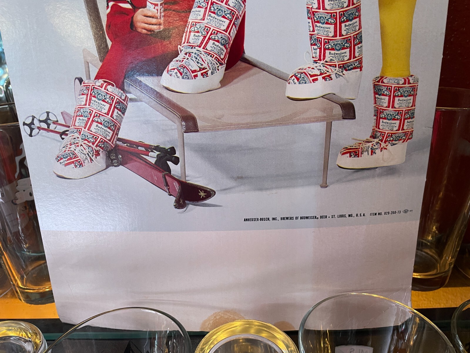 SKI COUPLE Retro Vintage Breweriana: Budweiser 1970s Winter Cardboard ...