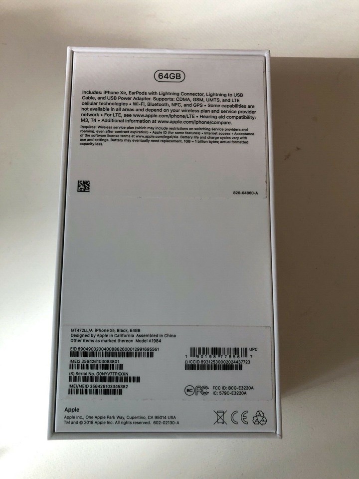 Apple iPhone XR Black - BOX ONLY - 64 GB | eBay