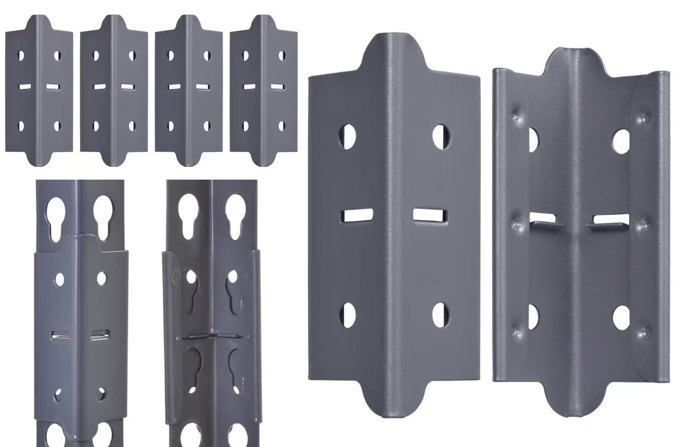 Steel Post Coupling Outer in Grey, 4 Couplers (4" H x 1.375" W x 1.375 ...